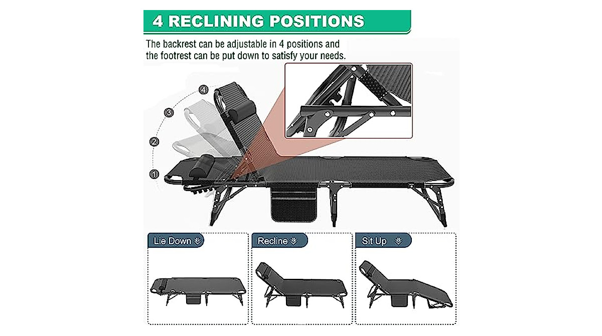 Adjustable Camping Cot with Reclining Chairs for Outdoor Relaxation