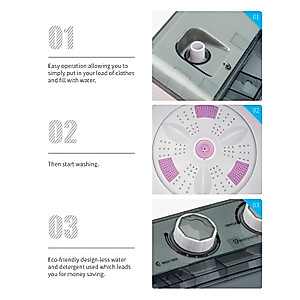 LEADZM 26LBS Portable Washing Machine, Washer(18Lbs) and Spinner(8Lbs), Mini Compact Twin Tub Washer and Dryer Combo with Pump Draining, Great for Dorms Apartments RV Camping (White & Grey)