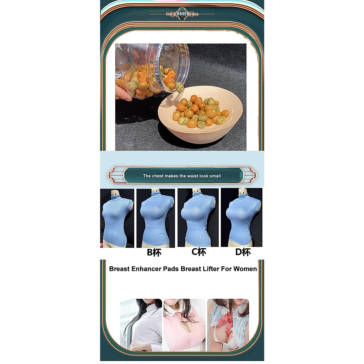 BIMEI Bra Inserts Pads A Pair for Sports Bras, Women's Push Up Bra Inserts Breast Enhancer Cups (Beige, C Cup)