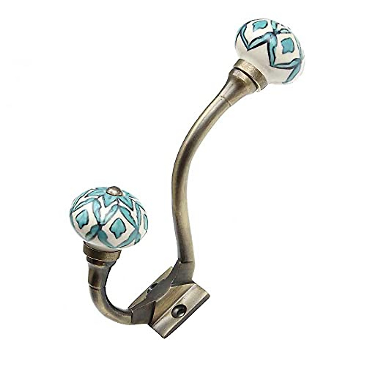 IndianShelf 1 Pack Hook | Key Hooks Hanging Keys | Sea Green Cream Hooks for The Wall | Ceramic Coat Hooks for Hanging | Flower Hooks for Kitchen [16.51 Cm]