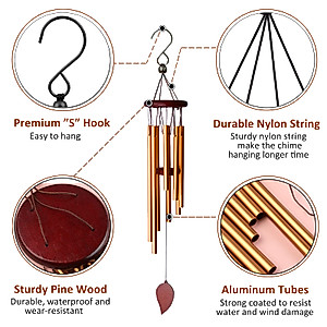 SuninYo Wind Chimes for Outside,Small Wind Chimes Outdoor Clearance,Memorial Wind Chimes with 8 Metal Tubes & Hook