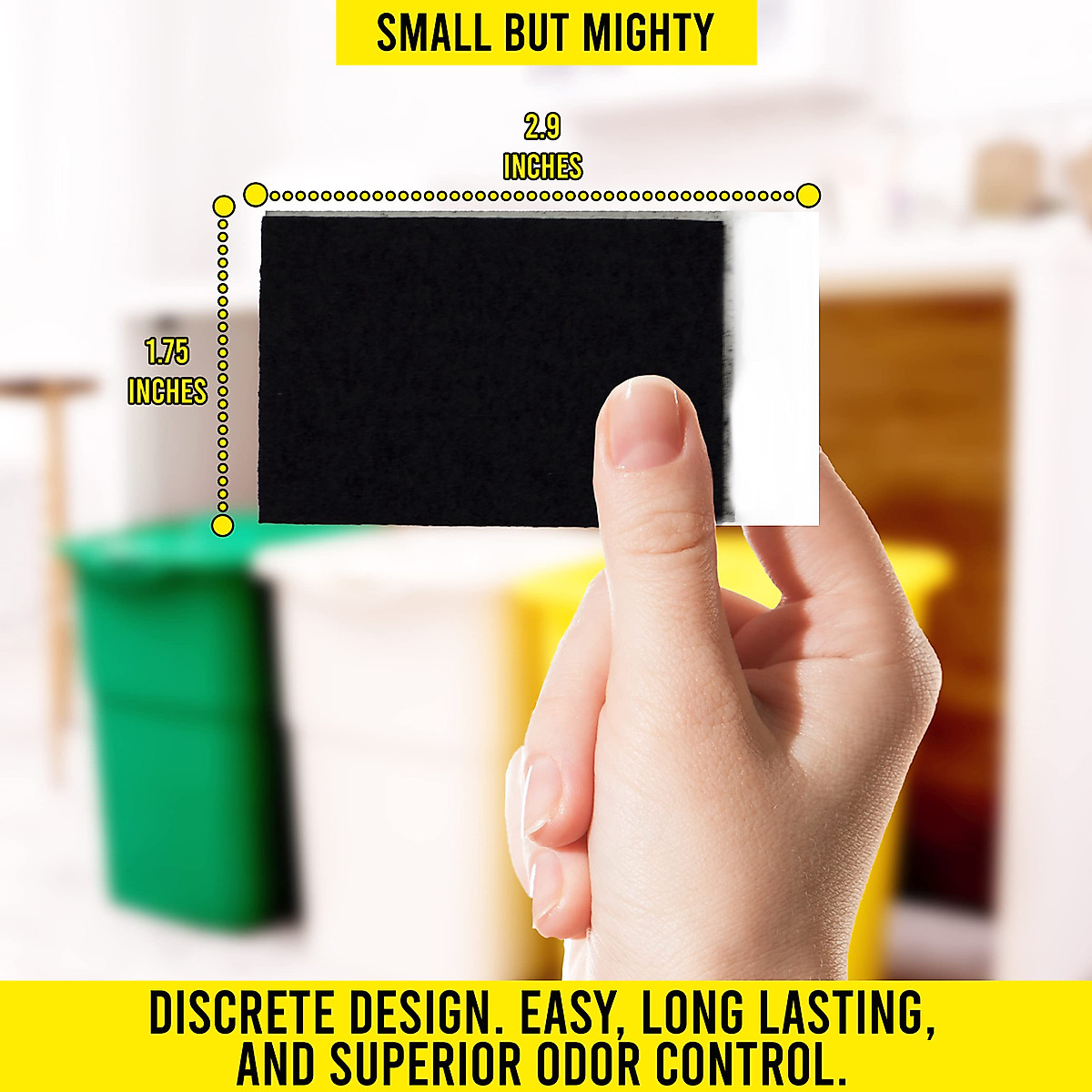 Trash Can, Diaper Pail, Garbage Bin Deodorizer | Works with iTouchless, Dekor, Munchkin, Diaper Genie, Ubbi | 100% Natural Activated Carbon Patch | 1 Pack | Chemical & Fragrance Free Odor Eliminator