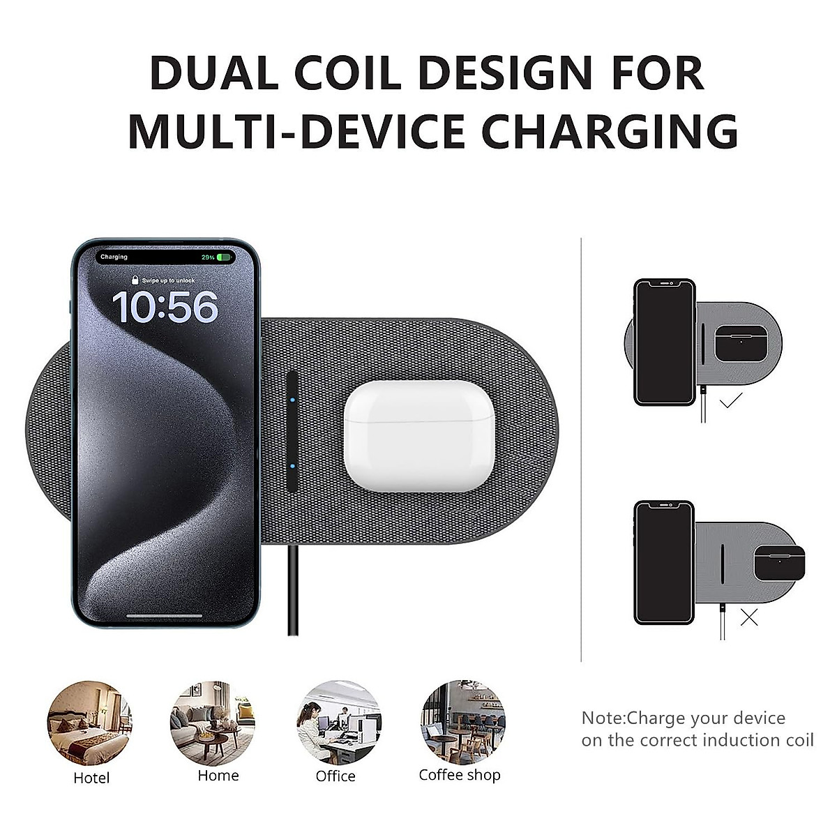40W Wireless Charging Pad,Dual 20W Charging mat for Apple iPhone 15 14 13 12 11 Pro/Max/Mini/Plus/XS/XR,Airpods 3/2/Pro,2 in 1 Wireless Phone Charger for Samsung,Pixel,Xperia,LG(with PD Adapter)