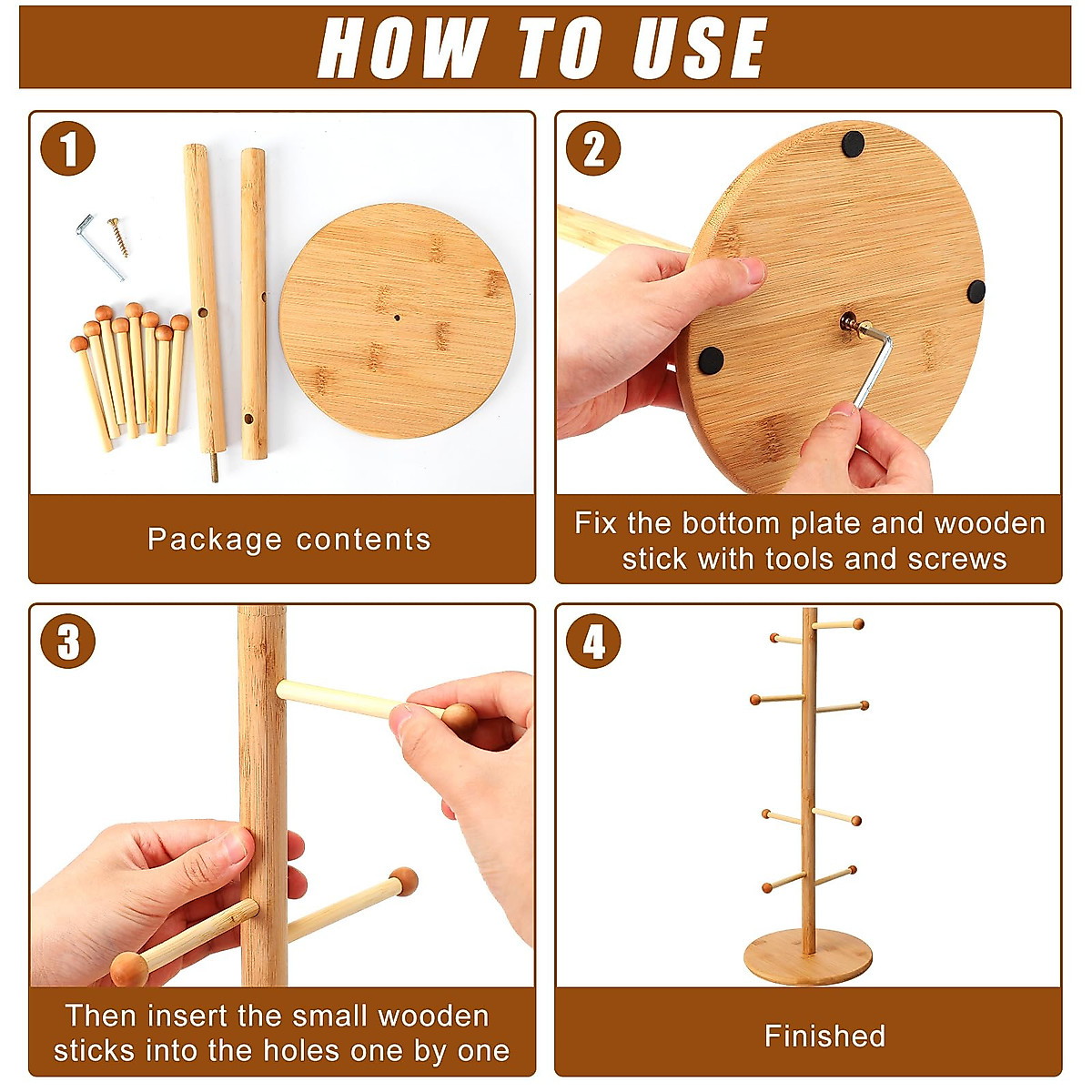 RimCereal 1 Pcs Bamboo Pretzel Stand Holder with Arms Sausage Stand Oktoberfest Coffee Mug Tree Pretzel Stand for Oktoberfest Party (50 x 19.5 x 19.5cm)