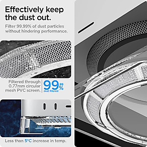 Spigen LD202 Designed for Mac Studio M2 Max, M2 Ultra, M1 Max, M1 Ultra Desktop Stand Mount with Built in Air Filter - Crystal Clear