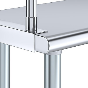 Stainless Steel Work Table with Wide Single Tier Overshelf | Metal Kitchen Prep Table & Shelving Combo (18" x 48" Work Table + 12" Overshelf)