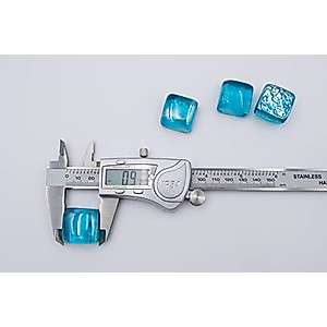 AKOYA Outdoor Essentials 10-Pound Fire Glass Cubes Squares 1-inch Reflective Tempered Crystal Beads for Fire Pit (10 lbs - 1 inch, Caribbean Blue)