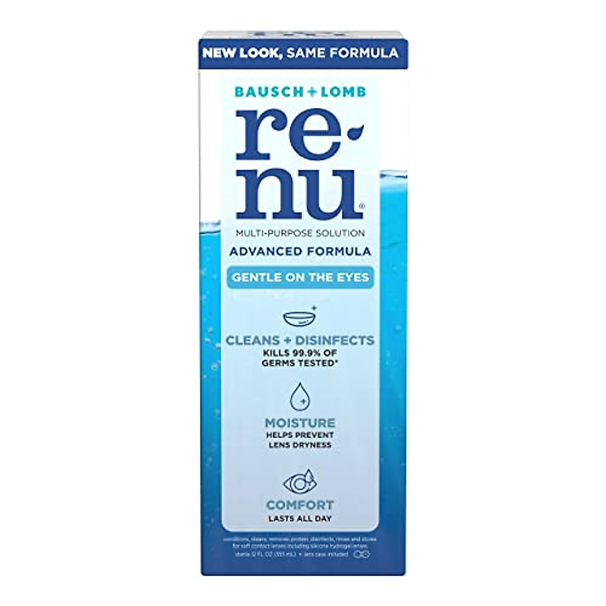 Renu Contact Lens Solution by Multi Purpose Disinfectant Advanced Formula Kills 99.9% Germs, 12 Fl Oz