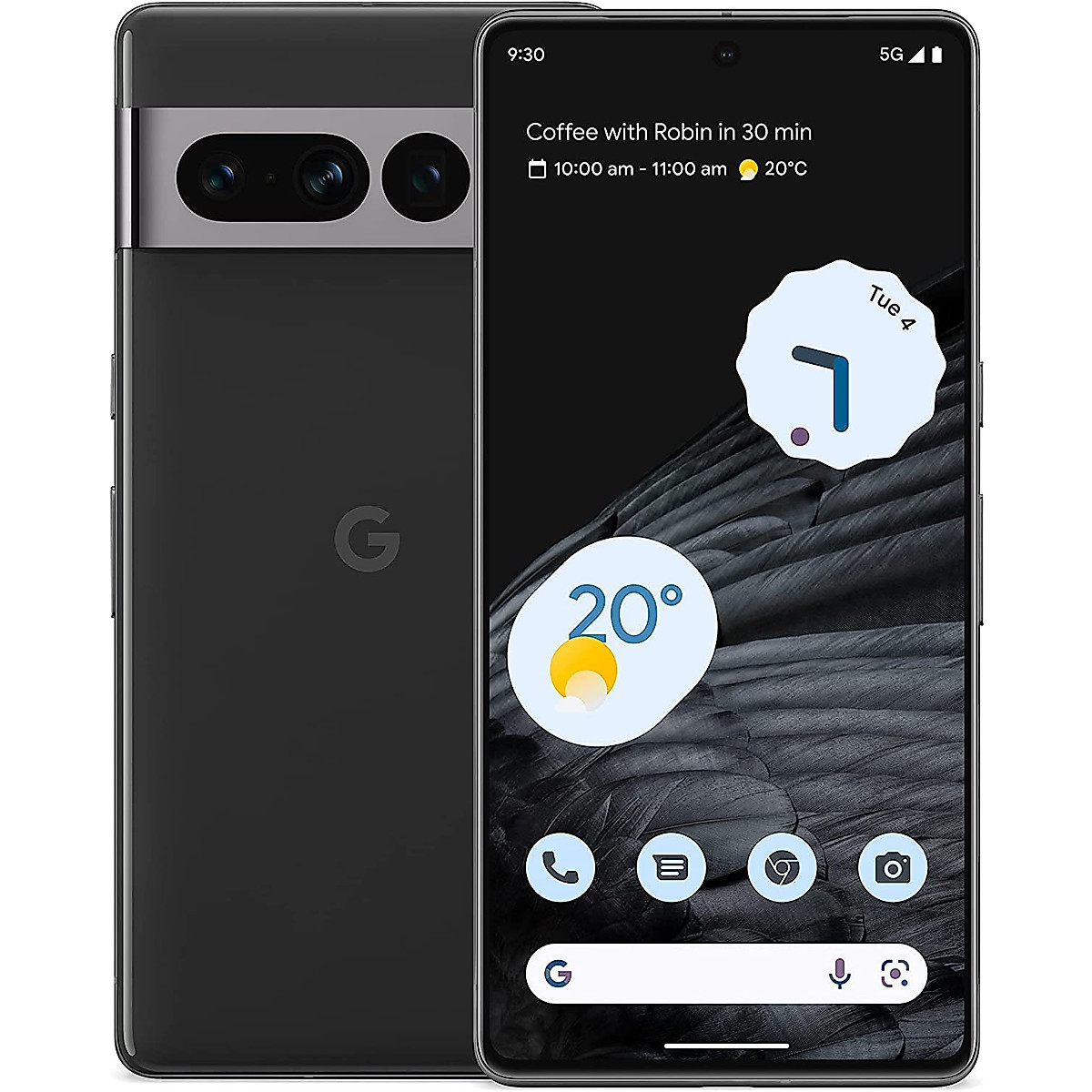 Google Pixel 7 Pro 5G 128GB 12GB RAM 24-Hour Battery Factory Unlocked for GSM Carriers Global Version - Obsidian (Renewed), Black