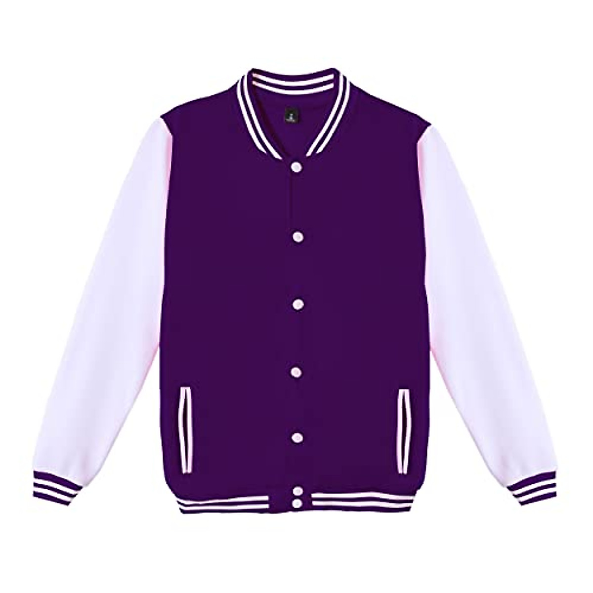 Vivimeng Womens Baseball Jacket Fleece Varsity Jacket Button Down Tops Long Sleeve Sweatshirt Party Casual Coats (Purple,L,Large)
