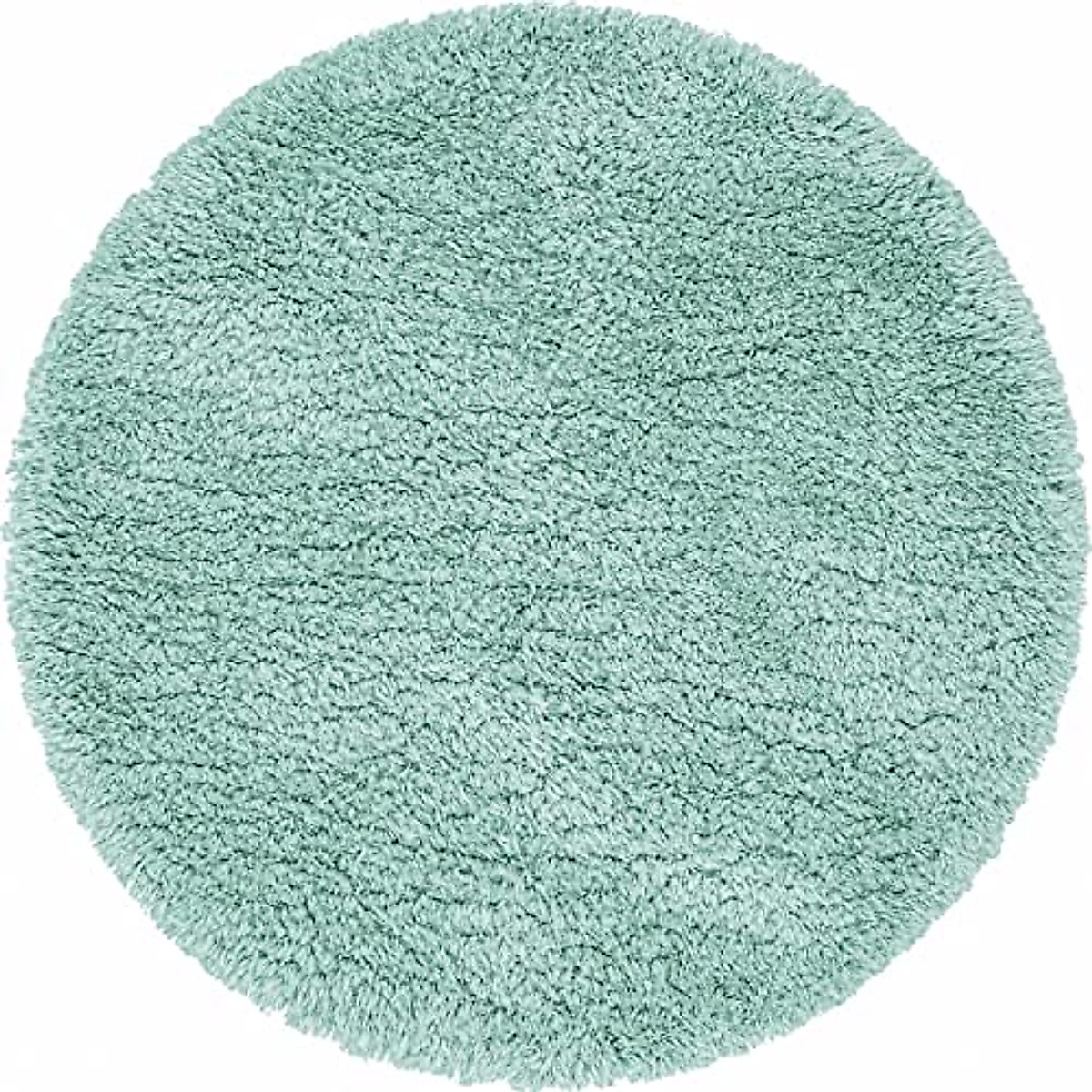 Rugs.com Infinity Collection Solid Shag Area Rug 5 Ft Round Cyan Shag Rug Perfect for Kitchens, Dining Rooms