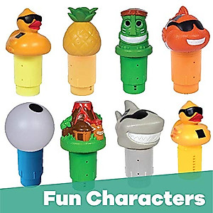 GAME 12902-BB Solar Light-Up Shark Pool 3-inch Tablet Chlorine Dispenser LED Light Sensor, Grey, 6.54” x 9.25” x 12.48