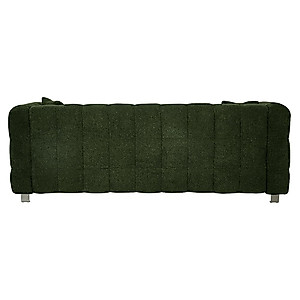 BSYEIO Modern Sofa Couch with Metal Legs Upholstered Tufted 3 Seater Couch with 2 Pillows Comfy Boucle Couch for Living Room, Bedroom, Office, 80 Inch Wide (Green-Teddy)