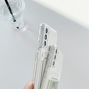 Tuokiou for Samsung Galaxy S22 Plus 5g Cases, Clear Protective Card Slot Case, Slim Fit Anti-Fall Soft TPU Wallet Case with Bumper,Cute Card Holder Pocket Case for Galaxy S22 Plus 6.6 inch (Black)