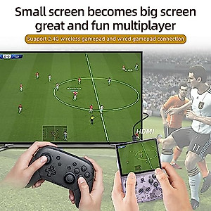RG35XX Handheld Game Console , Dual System Linux+GarlicOS 3.5 Inch IPS Screen Built-in 64G TF Card 6831 Classic Games Support HDMI TV Output with Portable Bag (Transparent Purple)