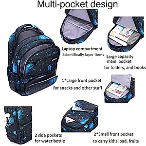 ETAISHOW Boys Girls Rolling Backpack Primary Schoolbag Galaxy-Print Kids Luggage Wheeled Rucksack with 6 Wheels