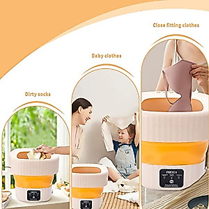 Portable Washing Machine - 6L Foldable Mini Small Portable Washer Washing Machine with Drain Basket for Apartment, Laundry, Camping, RV, Travel, Underwear, Personal, Baby - (110V-200V) - Yellow