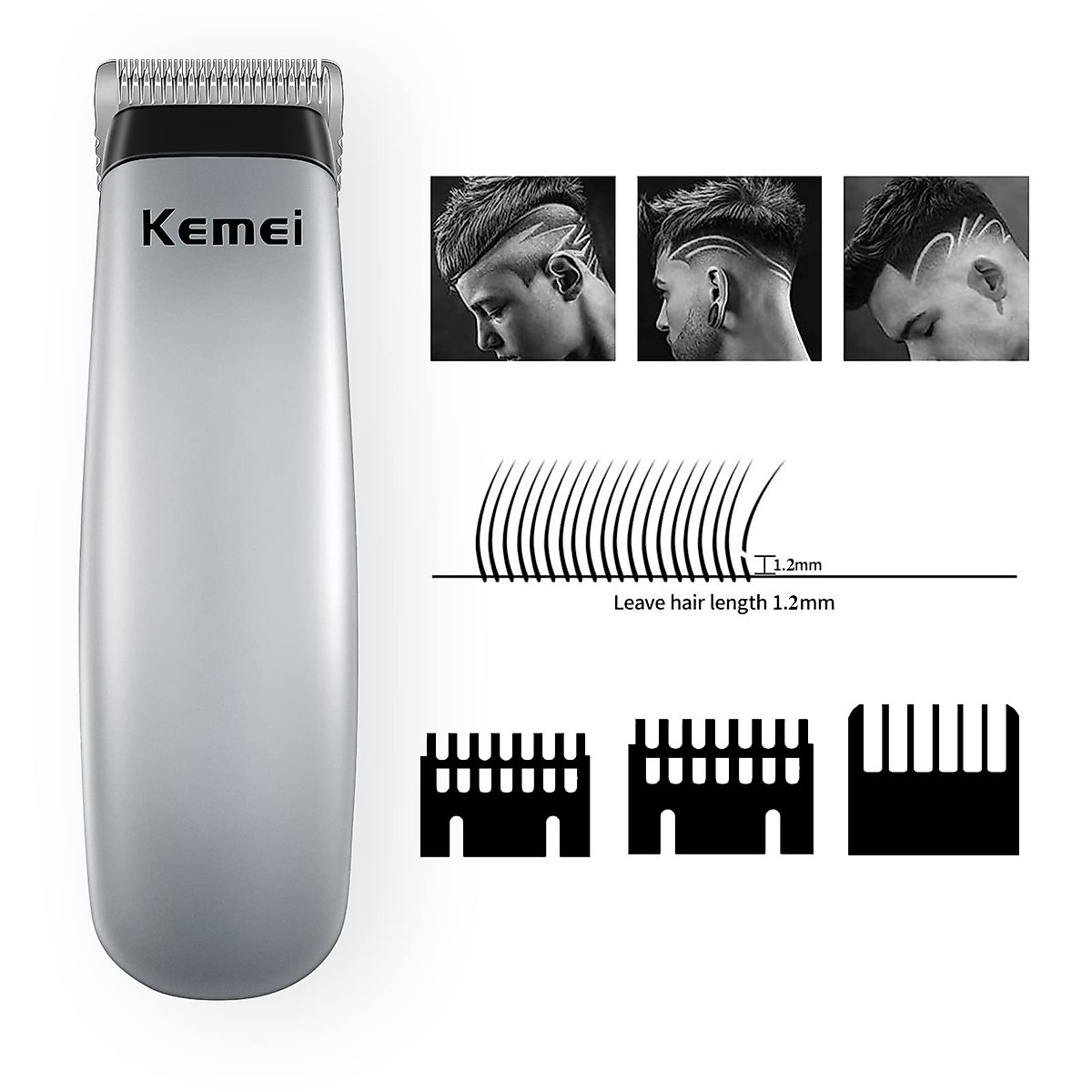 KEMEI Mini Clippers Trimmer Groomer Cordless Self-Haircut Kit Styling Shears with Stainless Steel