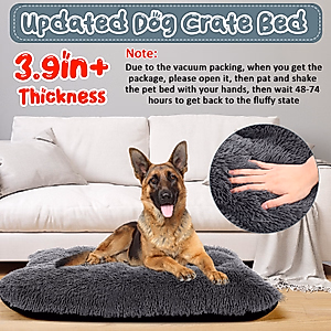 Suzile 2 Pcs Dog Cat Beds Dog Crate Beds with Machine Washable Anti-Slip Thick Puppy Beds Plush Pet Crate Pads Ultra Soft Dog Beds for Large Dog Pet Beds Medium Small Dogs, Gray(X-Large)