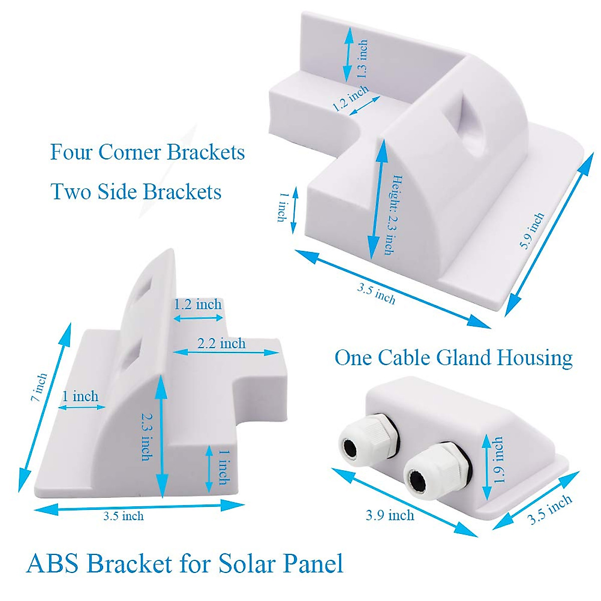 CMYYANGLIN Solar Panel Mounting Brackets ABS Corner Bracket Kit 7PCS, Drill-Free Widely Used on Roofs of RV, Caravans, Vehicles, Camper Vans, Sheds, Garages, Deck of Boats, White