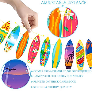 2pcs Surfboard Themed Banner Decorations Summer Surfing Birthday Party Decorations Surf Birthday Garland Decorations for Swimming Pool Summer Beach Party Birthday Baby Shower Party Supplies