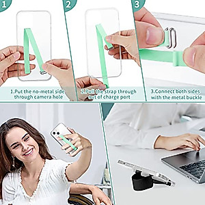Phone Loop, CISID 3 Pcs Silicone Phone Grip Strap with Stand Reusable Cell Phone Holder for Hand Phone Finger Holder for Most Phone Cases (Black, Pink, Green, 210mm)