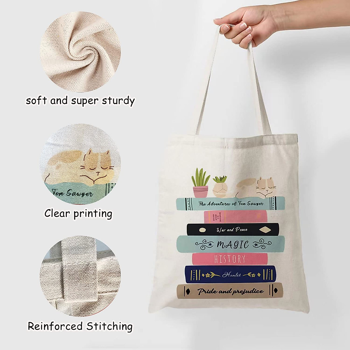 Canvas Tote Bag with Interior Pocket, Canvas Book Tote, Large Shoulder Bag, Portable washable ladies grocery shopping gift bag, canvas tote bag for women, canvas shopping bags, tote bag aesthetic