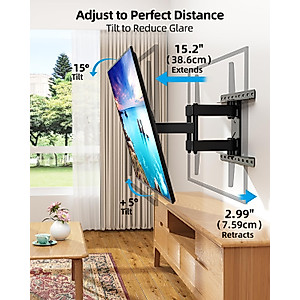 HOMEVISION Full Motion TV Wall Mount for Most 32-75 inch TVs, TV Mount Swivel and Tilt with Dual Articulating Arms,TV Wall Mount Bracket Holds up to132lbs Max VESA 600x400mm Fits 12/16" Wood Stud