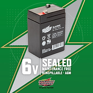 Interstate Batteries 6V 4.5Ah Battery (F1 Terminal) SLA AGM VRLA Rechargeable Replacement for Blood Pressure Monitors, Oxygen & Pulse Meters, Deer Feeders, Medical Devices (SLA0905)