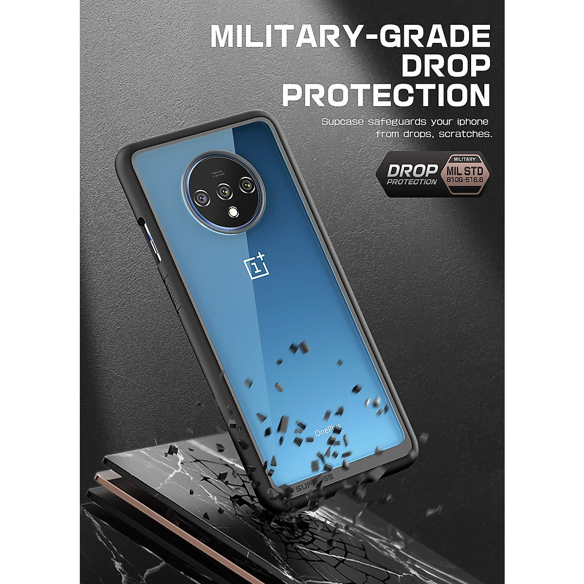 SUPCASE Unicorn Beetle Style Slim Clear Case for OnePlus 7T - Black