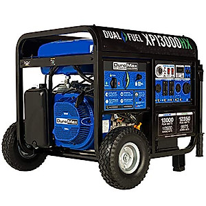 DuroMax XP13000HX Dual Fuel Portable Generator - 13000 Watt Gas or Propane Powered - Electric Start w/ CO Alert, 50 State Approved, Blue