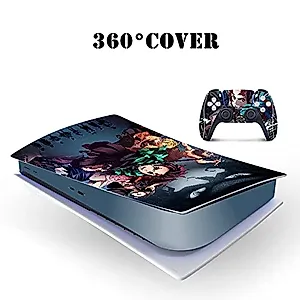 Sticker for PS5 Digital Edition Cover, Anime Decal Skin for PS5 Console and Controllers Sticker, Durable, Scratch Resistant, Bubble-Free, Compatible with Playstation 5