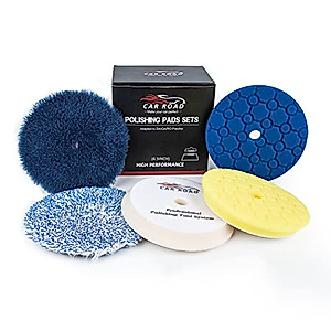 Polishing Pad 6Inch 5 pcs150mm Orbital Buffer Polisher Pad Wool Microfiber Buffing Pads car Detailing kit, Foam applicator Pad for Compounding, Polishing and Waxing, for 6''Backing Plate Car Polisher