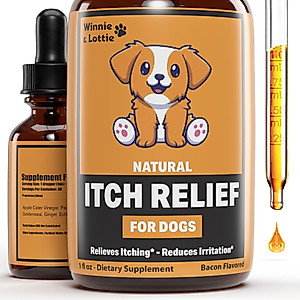 Natural Itch Relief for Dogs | Dog Itch Relief | Helps to Naturally Reduce Itching, Scratching, & More | Allergy Relief for Dogs Itching | Yeast Infection Treatment for Dogs | 1 fl oz | Bacon Flavor