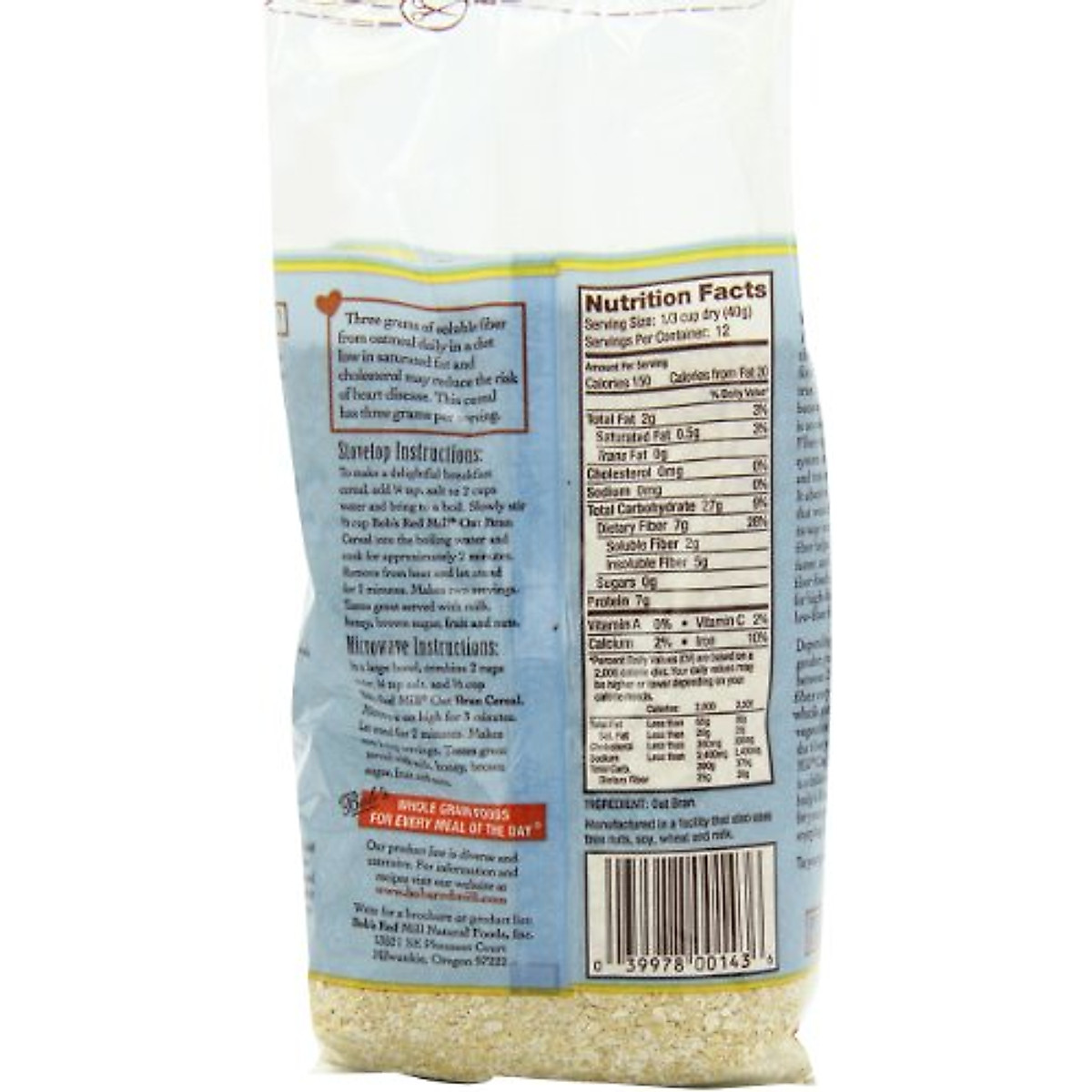 Bob's Red Mill Cereal Oat Bran, 18 Ounce (Pack of 4)