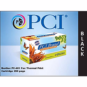 PCI Brand Compatible Ribbon Replacement for Brother PC-401 Fax Black Thermal Print Cartridge 250 Page Yield