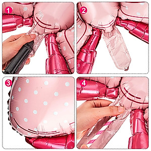 12 Pieces Bow Balloons Mouse Party Decoration Bowtie Pink Balloon Jumbo Bow Foil Balloon Polka Dots Bow Foil Mylar Balloons for Wedding Bridal Shower Gender Reveal Balloon Party Decoration