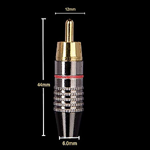 RCA Plug Connectors Coaxial Cable Audio Adapter Gold Plug Male No Solder Connector Solderless Video Cable kit TV CCTV(12-Pack)