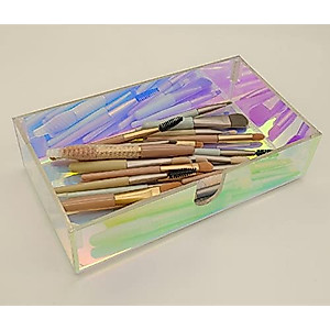 Pahdecor Iridescent Vanity Tray for Bathroom Countertop, Iridescent Home Decor, Decorative Skincare Tray, Bathroom Tray for Countertop, Skincare Organizer