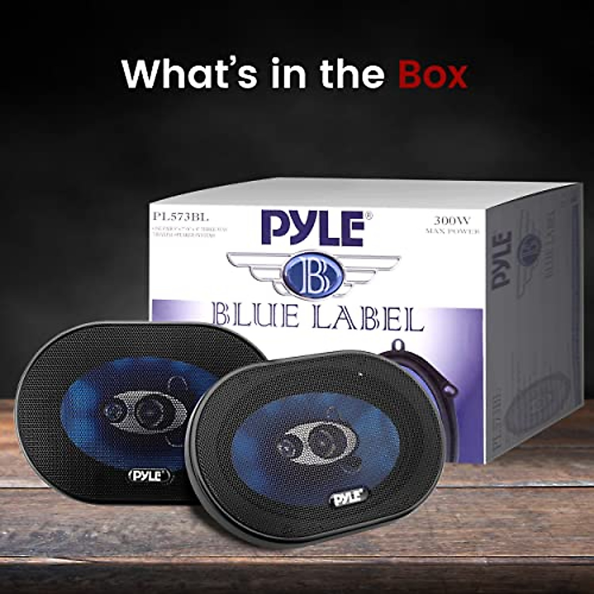 Pyle 5” x 7” Car Sound Speaker (Pair) - Upgraded Blue Poly Injection Cone 3-Way 300 Watts w/Non-fatiguing Butyl Rubber Surround 80-20Khz Frequency Response 4 Ohm & 1" ASV Voice Coil - PL573BL, Apple
