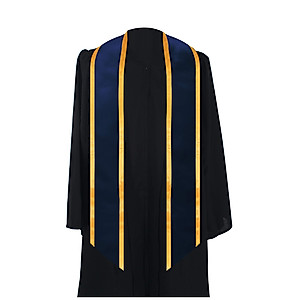 GraduationMall Graduation Honor Stole Angled End Navy With Gold Trim Unisex Adult 72" Long