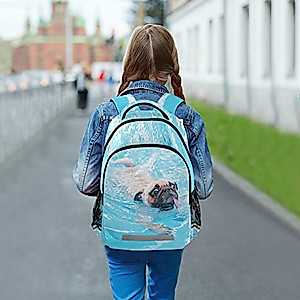 ALAZA Happy Cute Pug Dog Backpacks Travel Laptop Daypack School Book Bag for Men Women Teens Kids one-size