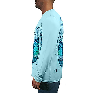 Rattlin Jack Men's Long Sleeve Fishing Shirt UV Protection WaterBones XL Lt.Blue