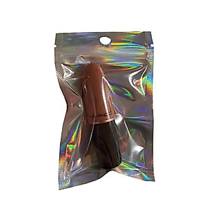 Mylar Bags Pack of 100 - Resealable Bags for Small Business 3x4 Holographic Bags - Smell Proof Bags with Clear Side, Scent Proof Bags for Freshies and Small Ziplock Bags for Jewelry/Lip Gloss