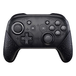 eXtremeRate Textured Black Replacement Handle Grips for Nintendo Switch Pro Controller, 3D Splashing DIY Hand Grip Shell for Nintendo Switch Pro - Controller NOT Included