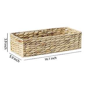 Motifeur Toilet Tank Top Storage - Bathroom Tray Hand-Woven Water Hyacinth Wicker Basket