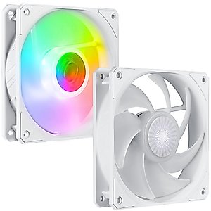 Cooler Master SickleFlow 120 V2 ARGB White Edition Square Frame Fan, ARGB 3-Pin Customizable LEDs, Air Balance Curve Blade, Sealed Bearing, 120mm PWM Control for Computer Case & Liquid Radiator