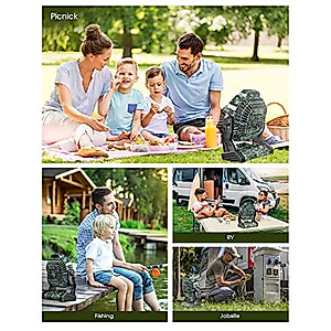 Camping Fan with LED Lantern, 10400mAh 8-Inch Rechargeable Outdoor Tent Fan, 270°Head Rotation, Stepless Speed and Quiet Battery Operated Personal USB Desk Fan for Camping, Office, Fishing, Travel