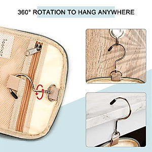 COOSKY Hanging Travel Toiletry Bag for Women and Men, 6 Organizer Compartments, Extra Large Toiletries Bag, Bathroom Cosmetic Bag, Water-resistant Makeup Bag, Holds Full-Size Shampoo, Blue