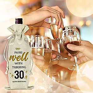 30th Birthday Gift Ideas for Women Men, 30th Thirtieth 30 Years Old Birthday Decorations Wine Bag, Happy 30th Birthday, Pairs Well with Turning 30 Thirty